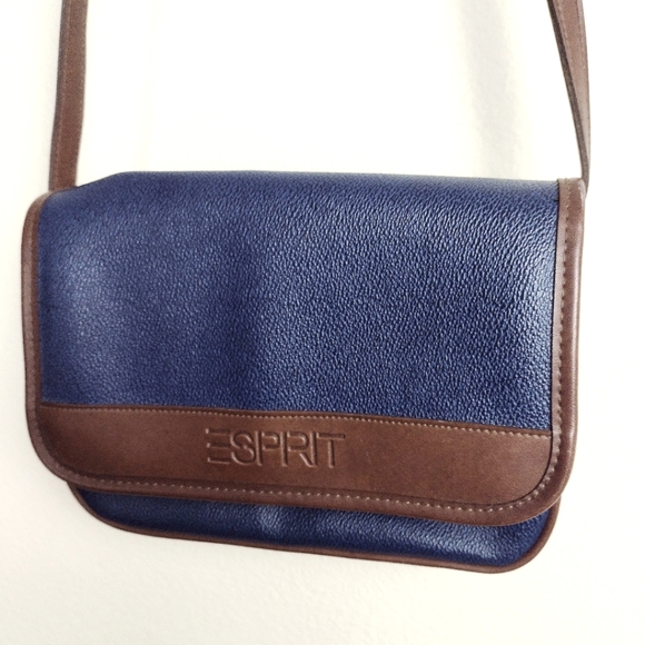 Vintage | Bags | Vintage Esprit Crossbody Bag Purse Dark Blue Brown ...